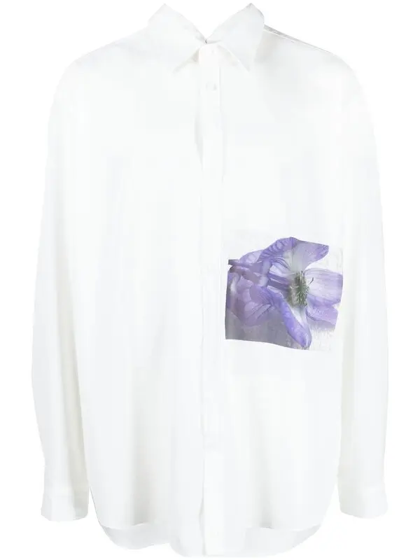 YUIKI SHIMOJI Poppy-print Shirt Jacket - White
