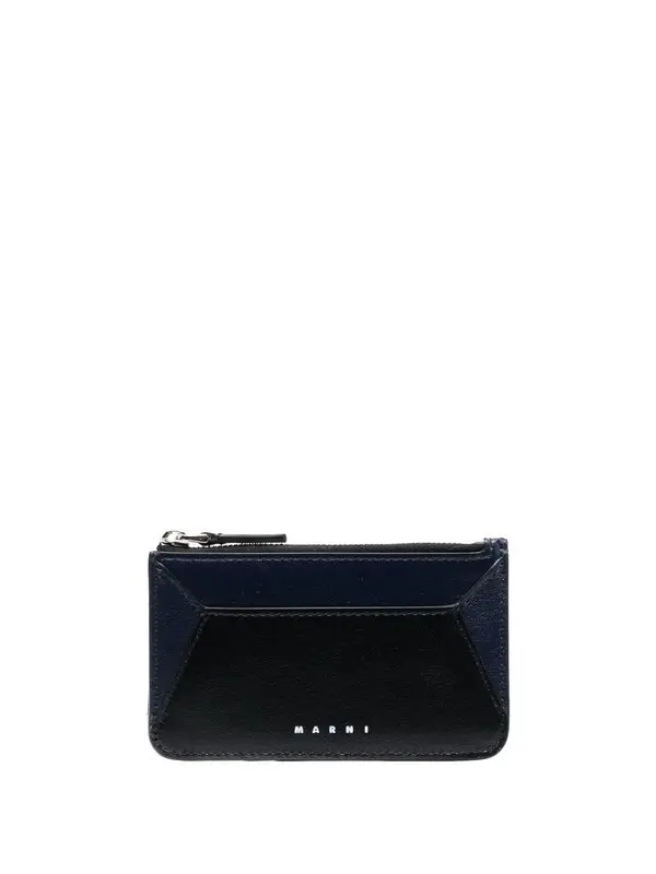 Marni Logo-print Leather Card Holder - Blue