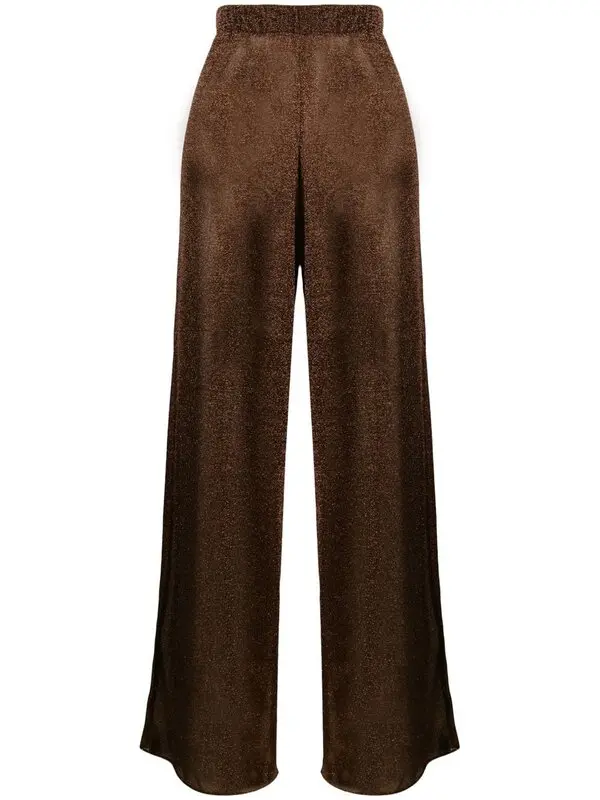 Oseree High-waisted Trousers With Lurex Detailing - Brown