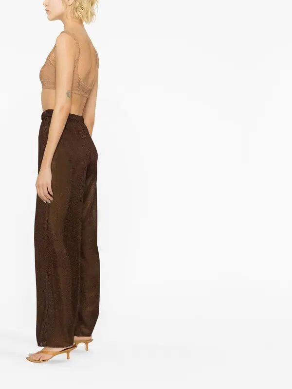 Oseree High-waisted Trousers With Lurex Detailing - Brown