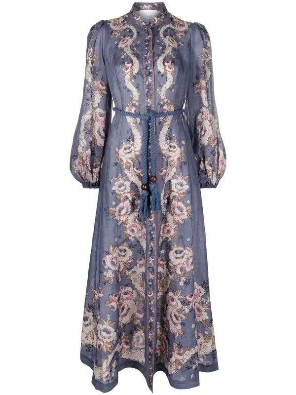Zimmermann Vitali Linen Maxi Dress In Blue - 41% Off | Editorialist