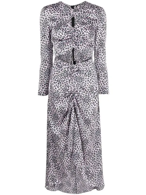 Maje Leopard-print Cut-out Midi Dress