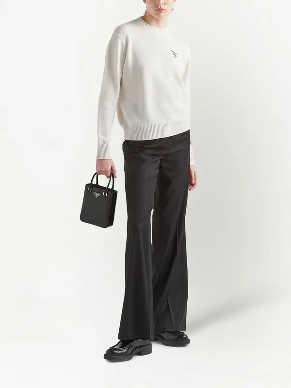 Prada Logo-embroidered Cashmere Sweater - White