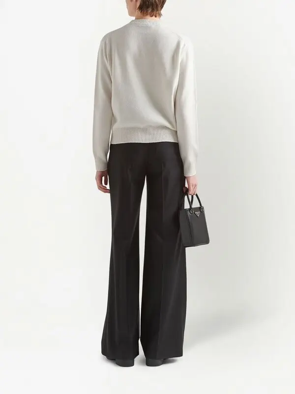 Prada Logo-embroidered Cashmere Sweater - White