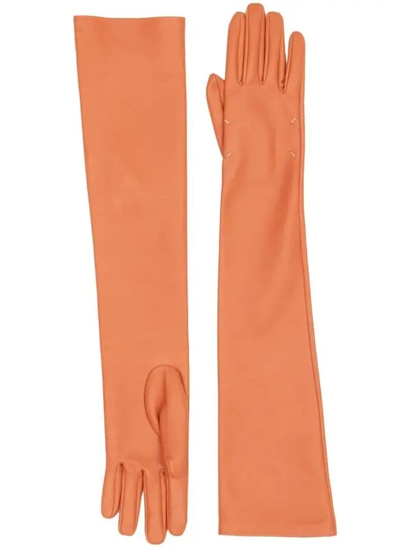 MAISON MARGIELA Four-stitch Leather Gloves - Orange
