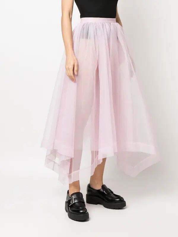 Alexander McQueen Tiered Tulle Asymmetric Skirt - Pink
