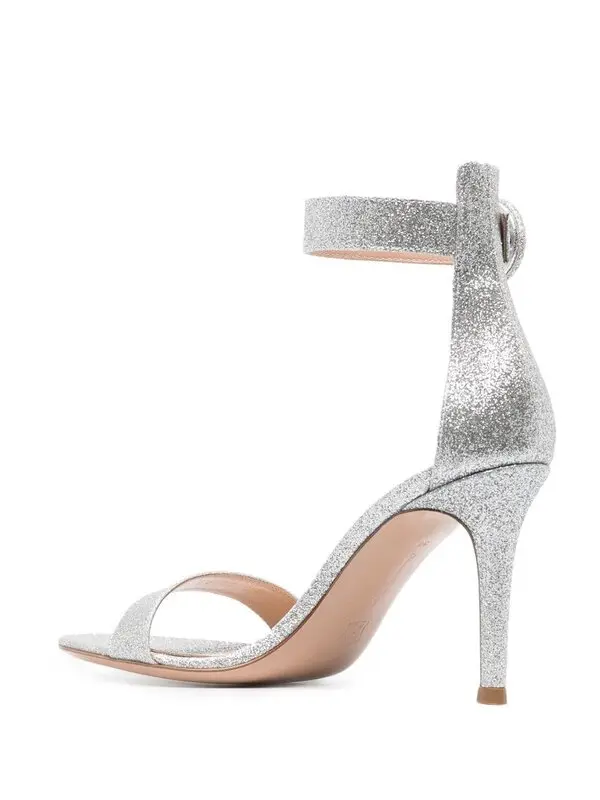 GIANVITO ROSSI Portofino 85mm Glitter Sandals - Silver