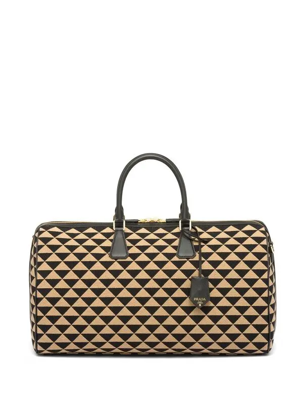 Prada Symbole Embroidered Fabric Travel Bag