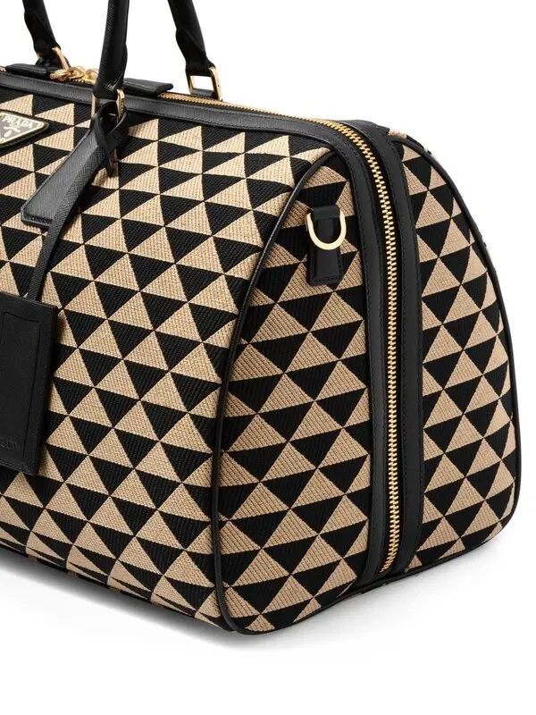Prada Symbole Embroidered Fabric Travel Bag