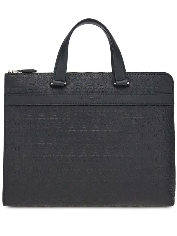 FERRAGAMO Gancini-pattern Laptop Case - Black