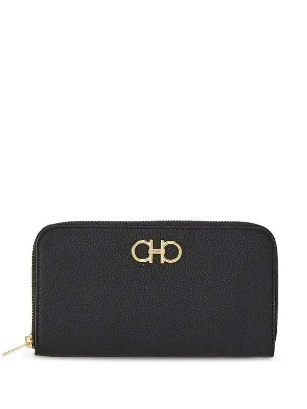 FERRAGAMO Gancini-plaque Zip-up Wallet - Black