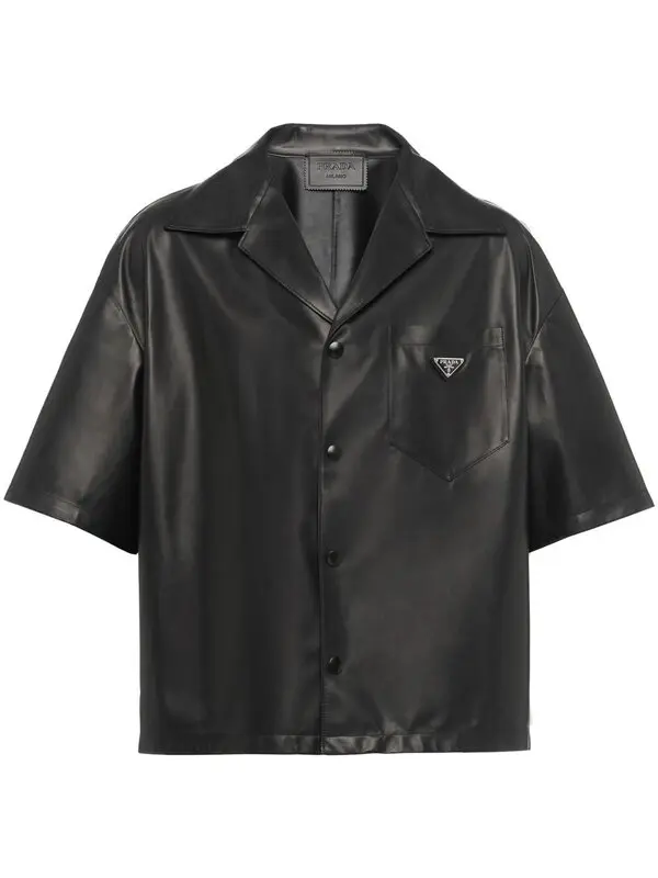 Prada Nappa-leather Bowling Shirt - Black