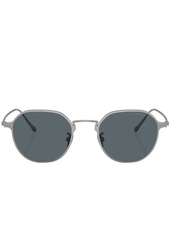 Giorgio Armani Logo-print Round-frame Sunglasses - Grey