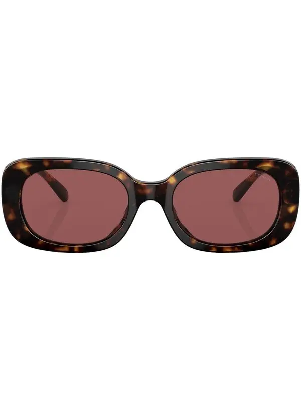 COACH Tortoiseshell Effect Rectangle Frame Sunglasses - Green