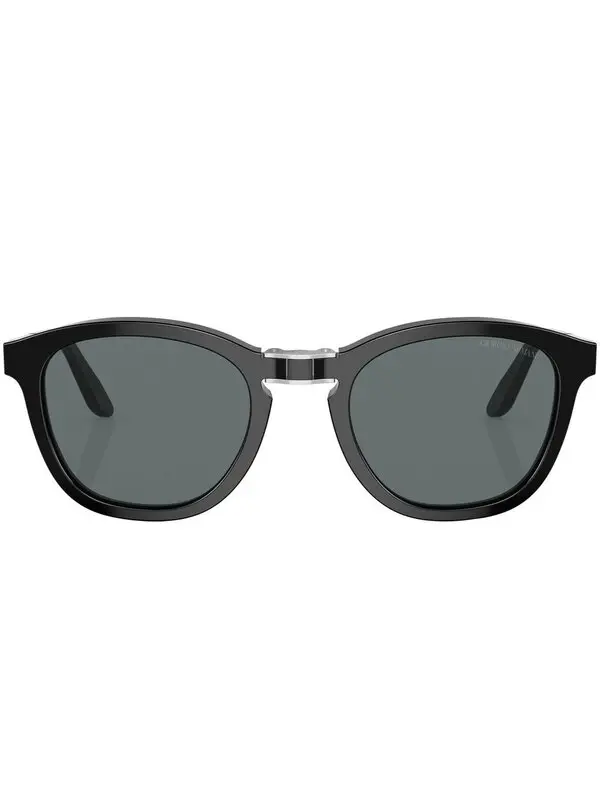 Giorgio Armani Logo-print Round-frame Sunglasses - Black