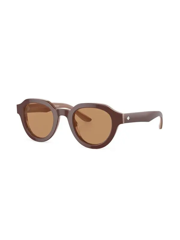 Giorgio Armani Logo-print Round-frame Sunglasses - Brown