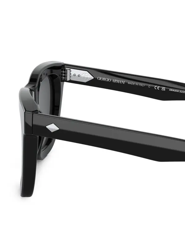 Giorgio Armani Logo-print Square-frame Sunglasses - Black