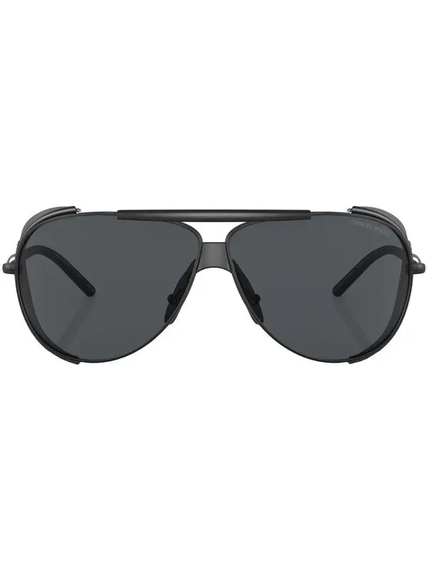 Giorgio Armani Double-bridge Aviator Sunglasses - Black