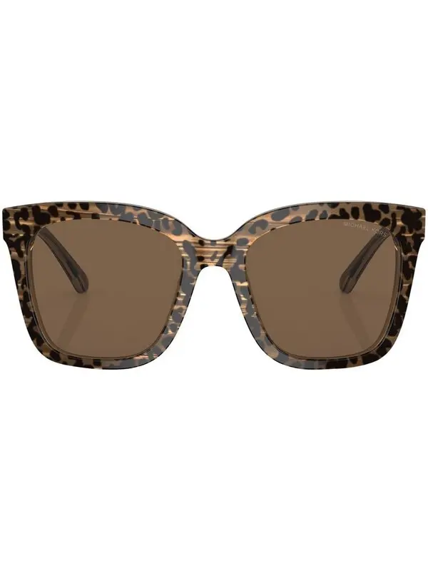 Michael Kors Leopard-print Square-frame Sunglasses - Brown