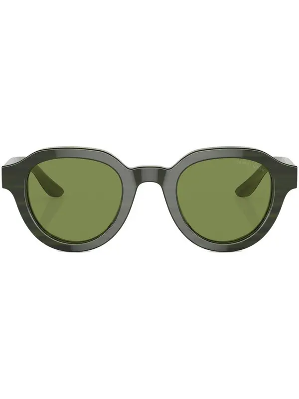 Giorgio Armani Logo-print Round-frame Sunglasses - Green