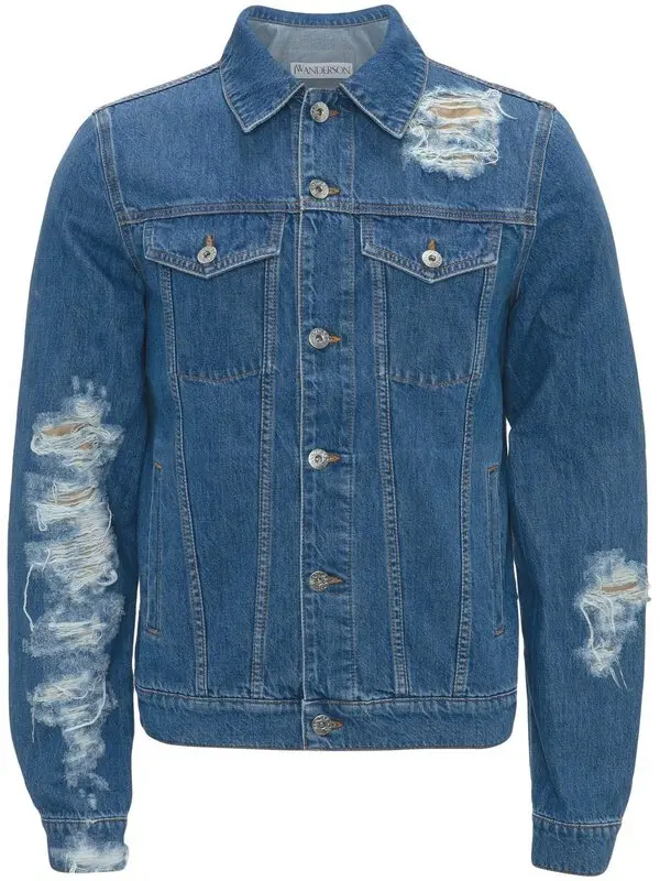 JW Anderson Distressed Denim Trucker Jacket - Blue