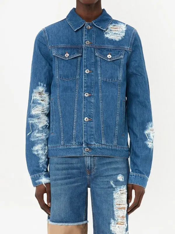 JW Anderson Distressed Denim Trucker Jacket - Blue