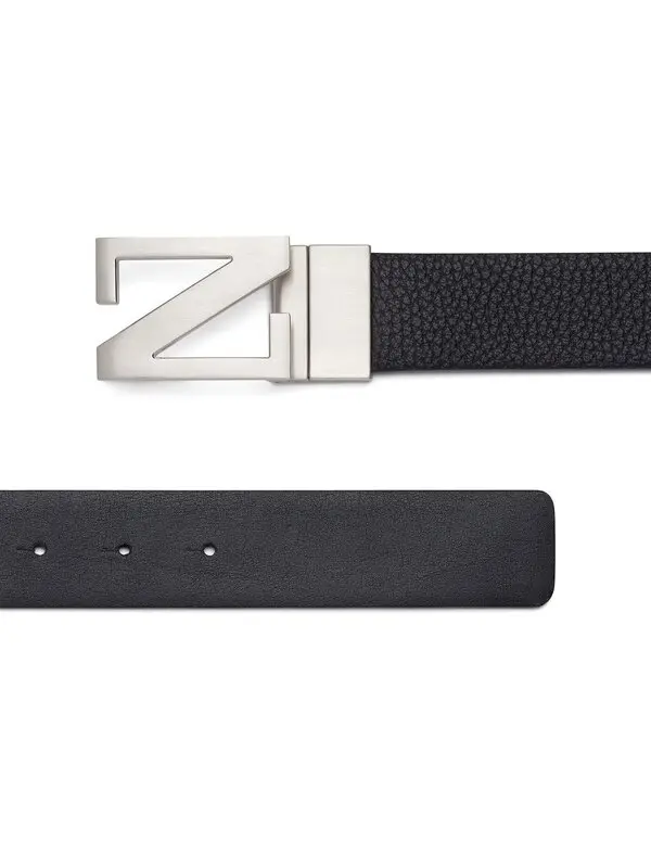Zegna Leather Reversible Belt - Black