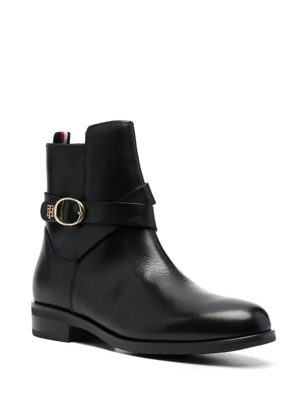 Tommy Hilfiger Buckle-detail Leather Ankle Boots
