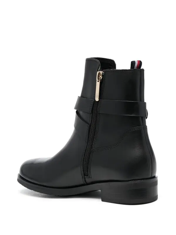 Tommy Hilfiger Buckle-detail Leather Ankle Boots