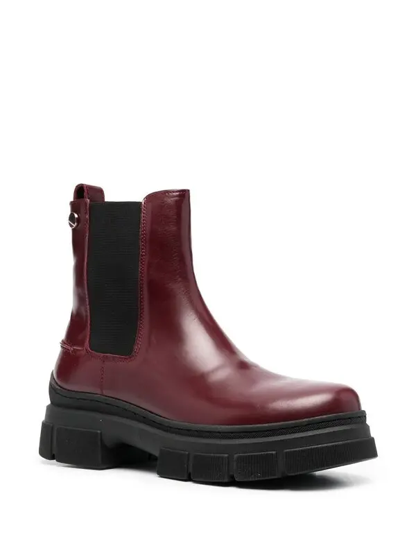 Tommy Hilfiger Leather Chelsea Boots With Chunky Sole - Red