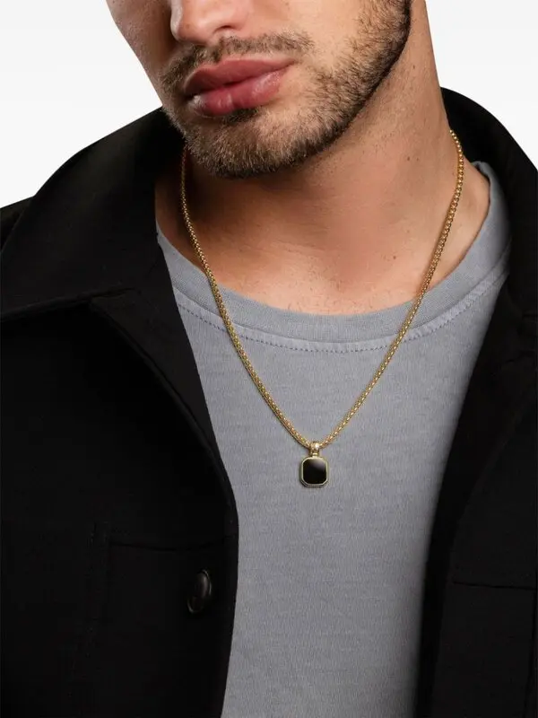 NIALAYA JEWELRY Square Onyx Pendant Necklace - Gold