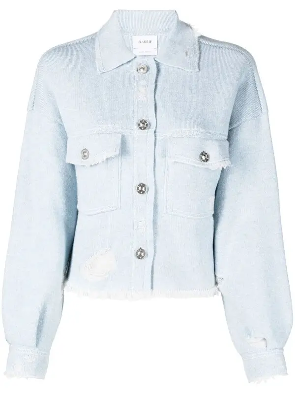 BARRIE Fringed Denim Jacket - Blue