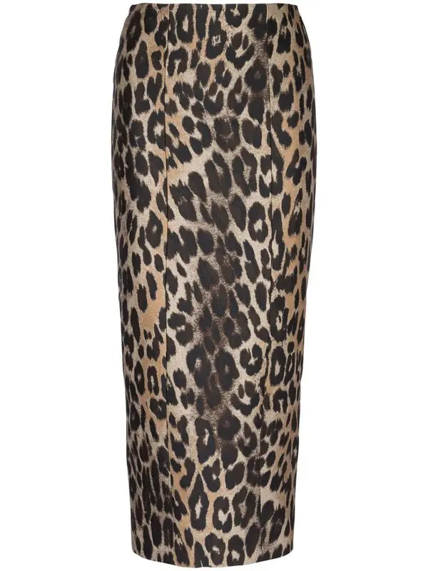 Balmain Leopard-print Straight Mid-length Skirt