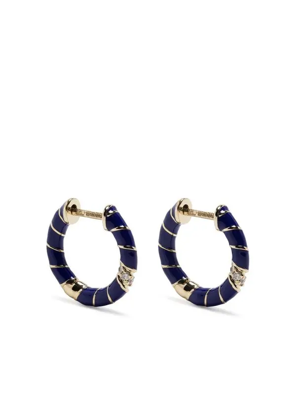Yvonne Léon 9kt Yellow Gold, Diamond, And Enamel Hoop Earring - Blue