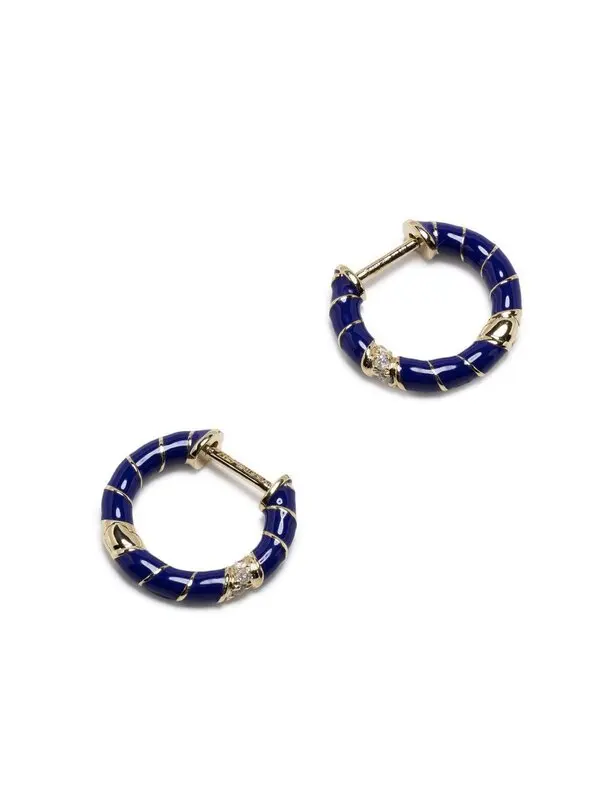 Yvonne Léon 9kt Yellow Gold, Diamond, And Enamel Hoop Earring - Blue