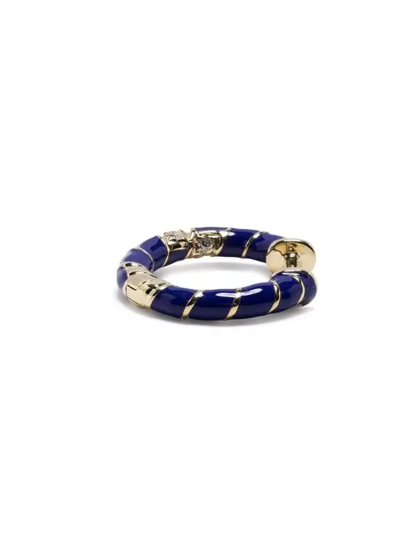 Yvonne Léon 9kt Yellow Gold, Diamond, And Enamel Hoop Earring - Blue