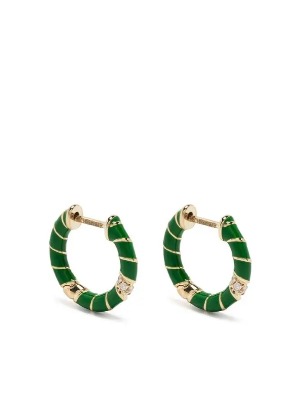 Yvonne Léon 9kt Yellow Gold, Diamond, And Enamel Earrings - Green
