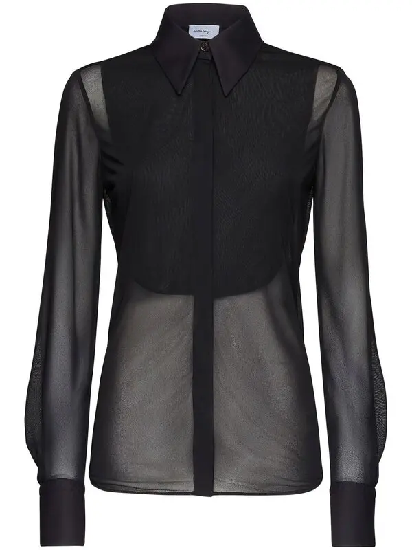 FERRAGAMO Semi-sheer Long-sleeve Blouse