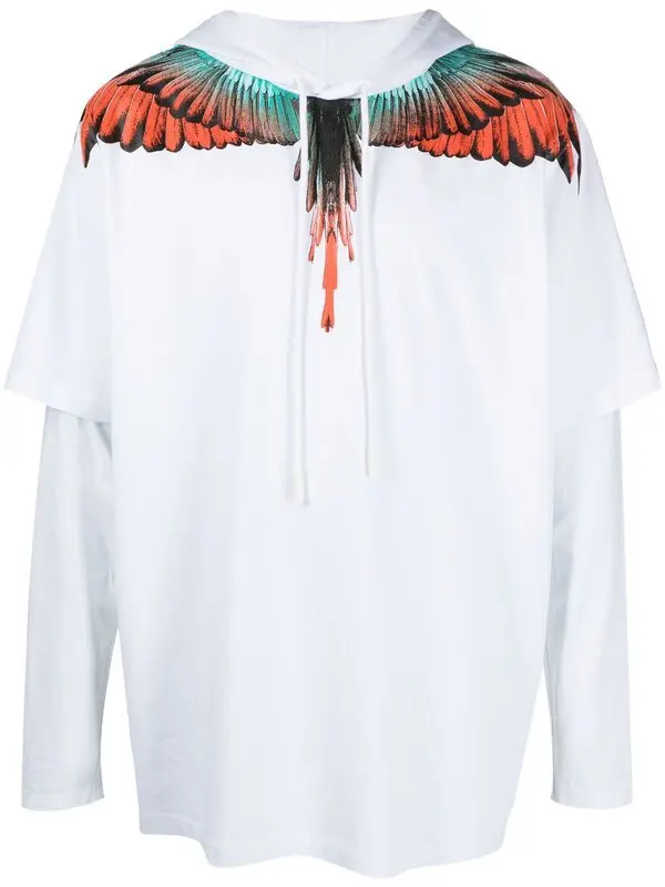 COUNTY OF MILAN Bird-print Layered Hoodie - White