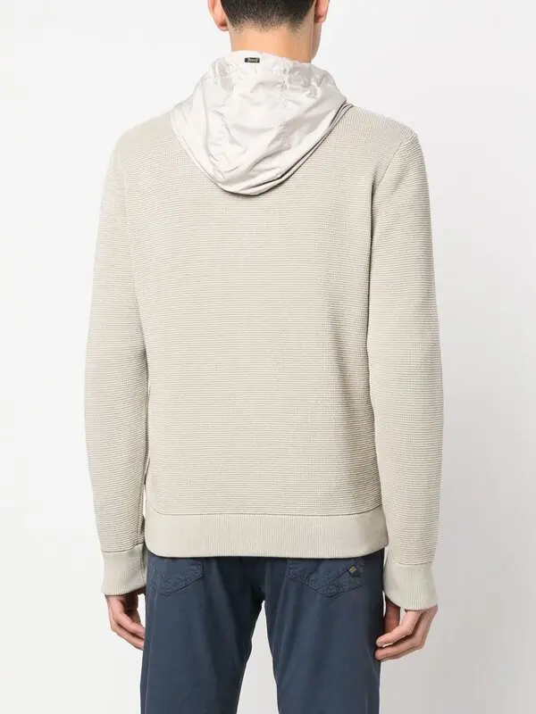 Herno Panelled Zipped Hooded Jacket - Neutrals