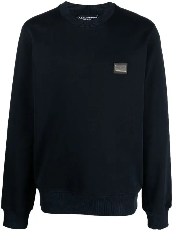 Dolce & Gabbana Logo-tag Cotton Sweatshirt - Blue