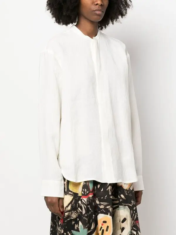Sofie D'hoore Collarless Linen Shirt
