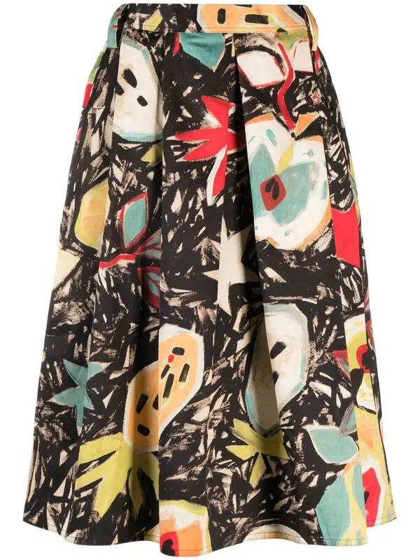 Sofie D'hoore Selena Fruit-print Midi Skirt - Black