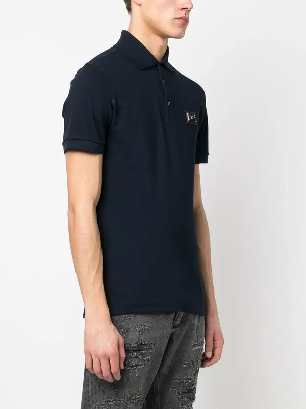 Dolce & Gabbana Dg Essentials Cotton Piqué Polo Shirt - Blue