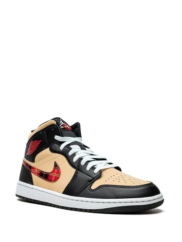 JORDAN Air 1 Mid Se Tartan Swoosh Sneakers - Black