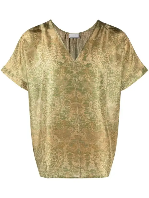 PIERRE-LOUIS MASCIA Briancon Patterned-jacquard Silk Top