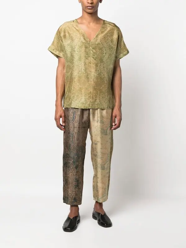 PIERRE-LOUIS MASCIA Briancon Patterned-jacquard Silk Top