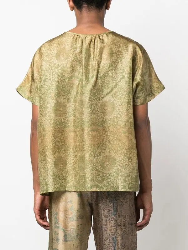 PIERRE-LOUIS MASCIA Briancon Patterned-jacquard Silk Top
