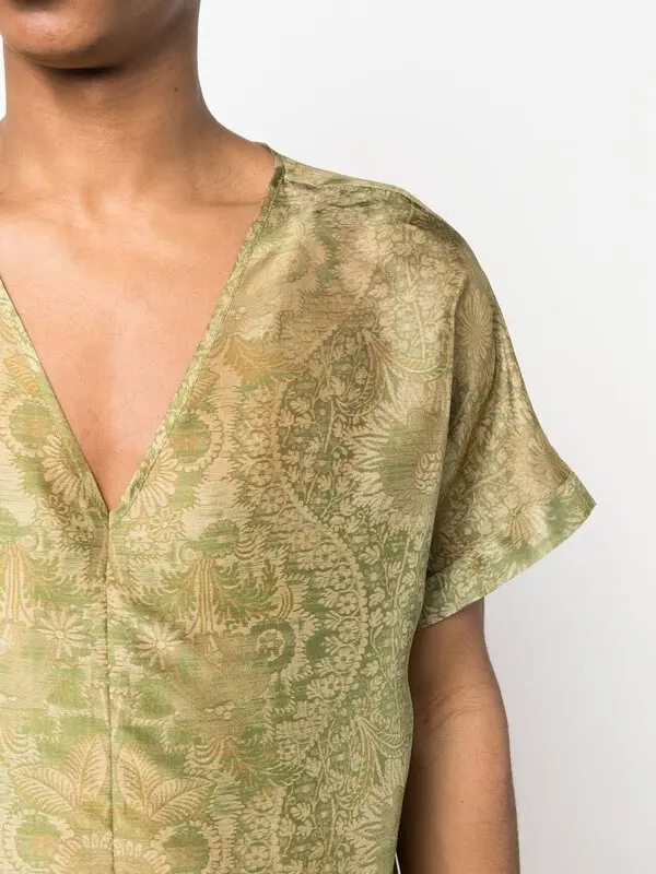 PIERRE-LOUIS MASCIA Briancon Patterned-jacquard Silk Top