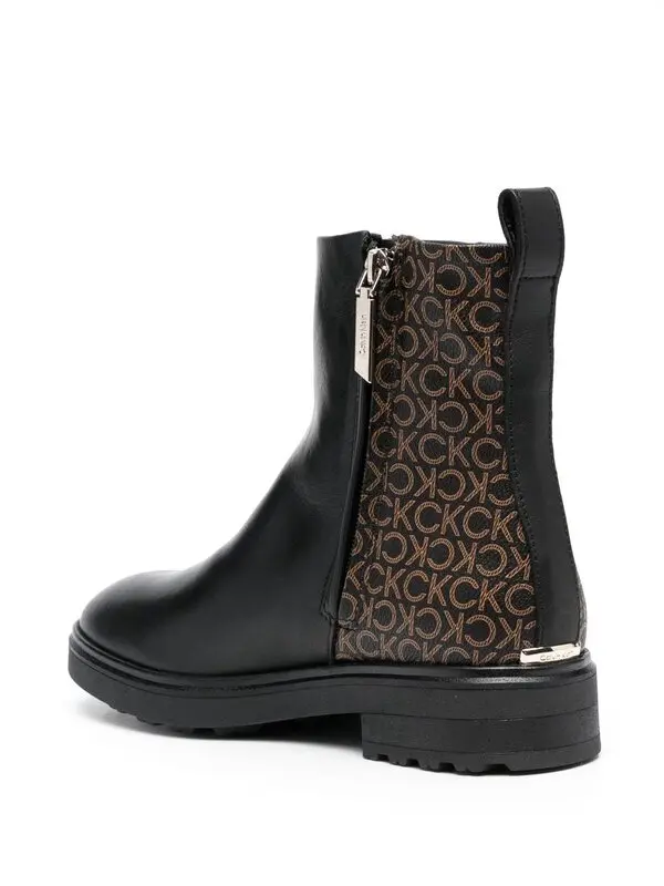 Calvin Klein Monogram-print Leather Ankle Boots